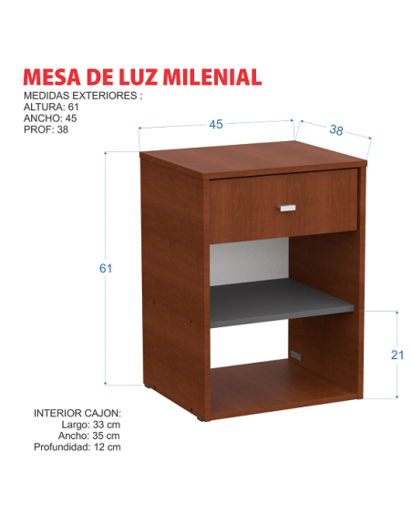 Mesa de Luz Milenial 1 cajón wengue (mosconi)