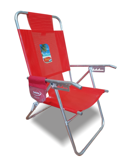 Reposera Solcito 3027, 5 posiciones Aluminio, Rojo