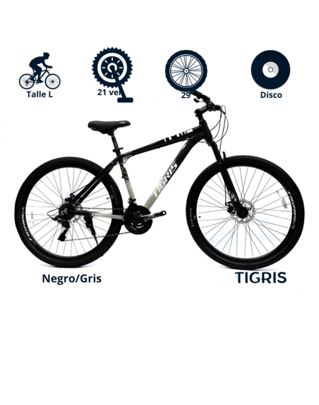 Bici Tigris R29. 21V. Aluminio Negra-Gris Talle L